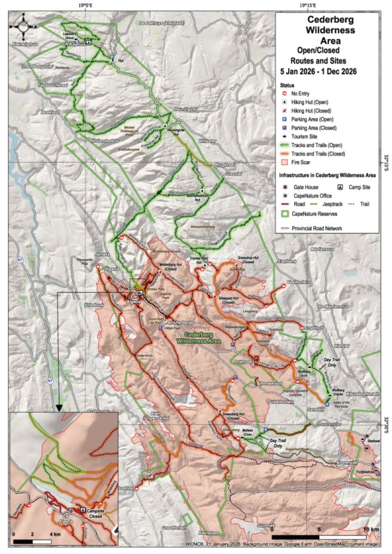 Cederberg fire recovery and visitor access